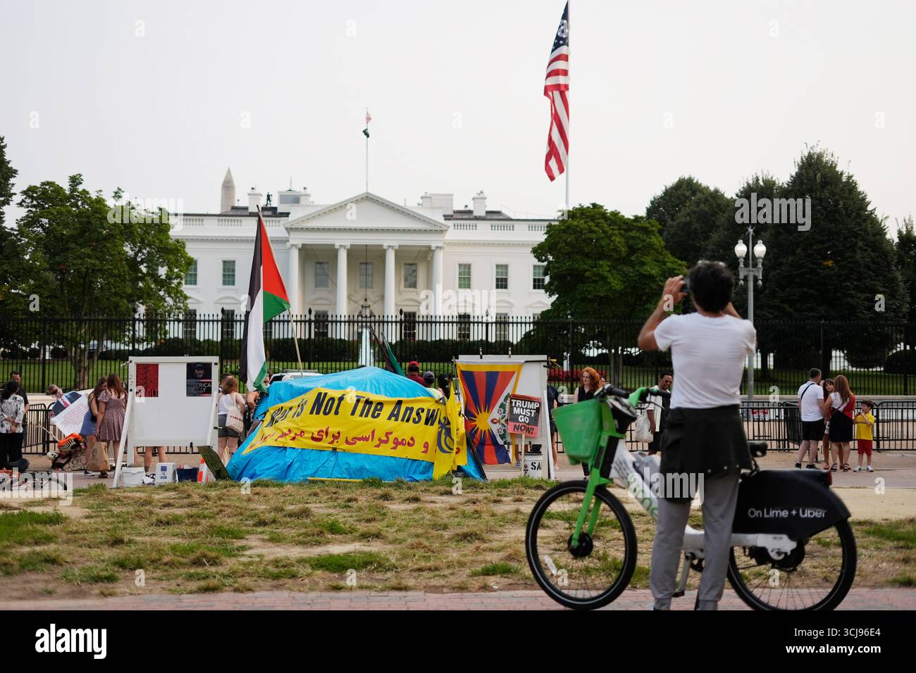 White House Peace Vigil tent is seen in Lafayatte Park across the ...