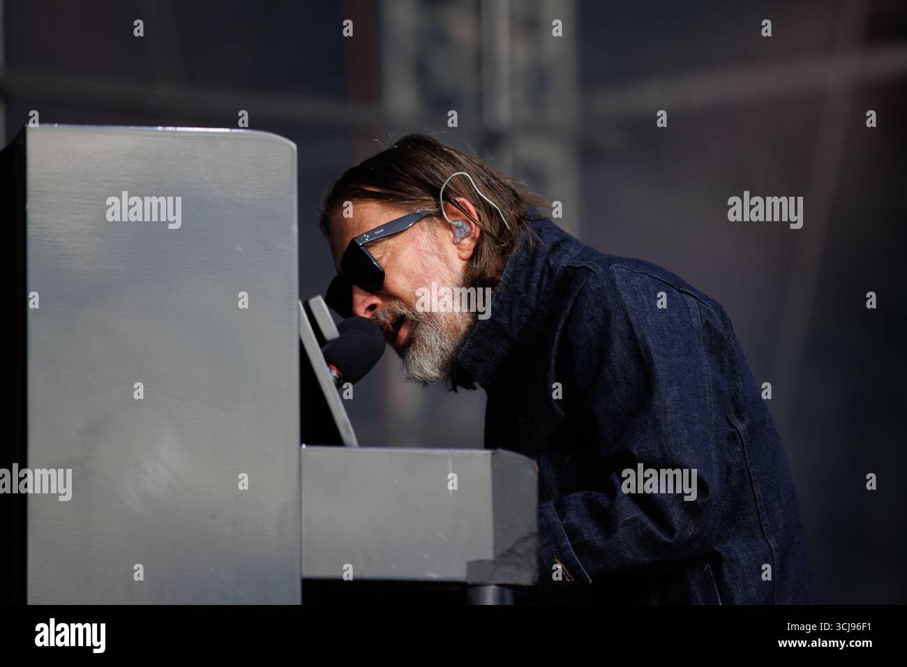 Thom Yorke, frontman of Radiohead, pictured during a live performance ...