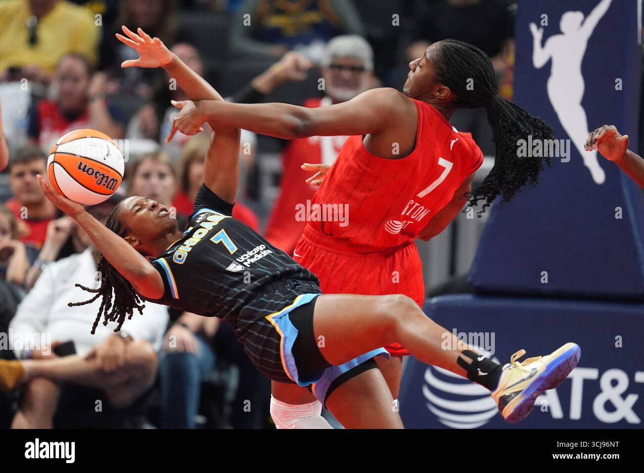 Chicago Sky's Ariel Atkins (7) and Indiana Fever's Aliyah Boston (7 ...