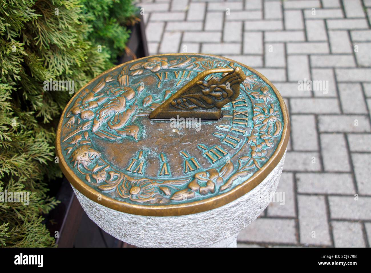 The Sundial clock in the gardens o f Casa Loma gothic revival castle ...