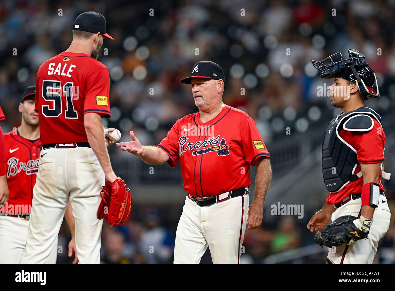 ATLANTA, GA – SEPTEMBER 05: Atlanta manager Brian Snitker (43) takes ...