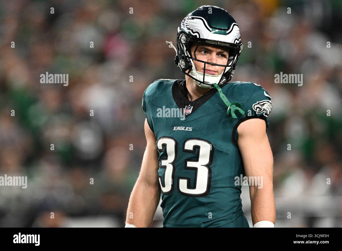 Philadelphia Eagles cornerback Cooper DeJean (33) looks on during the ...