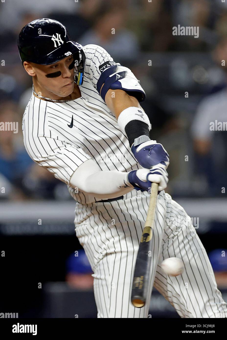 New York Yankees' Aaron Judge at bat during the first inning of a ...