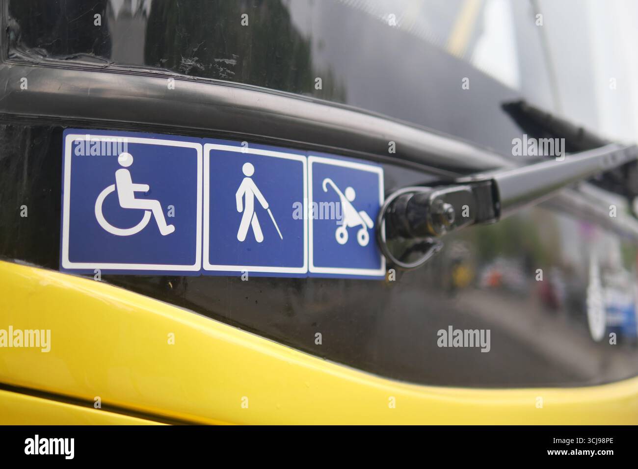 Accessibility features on a city bus Stock Photo - Alamy