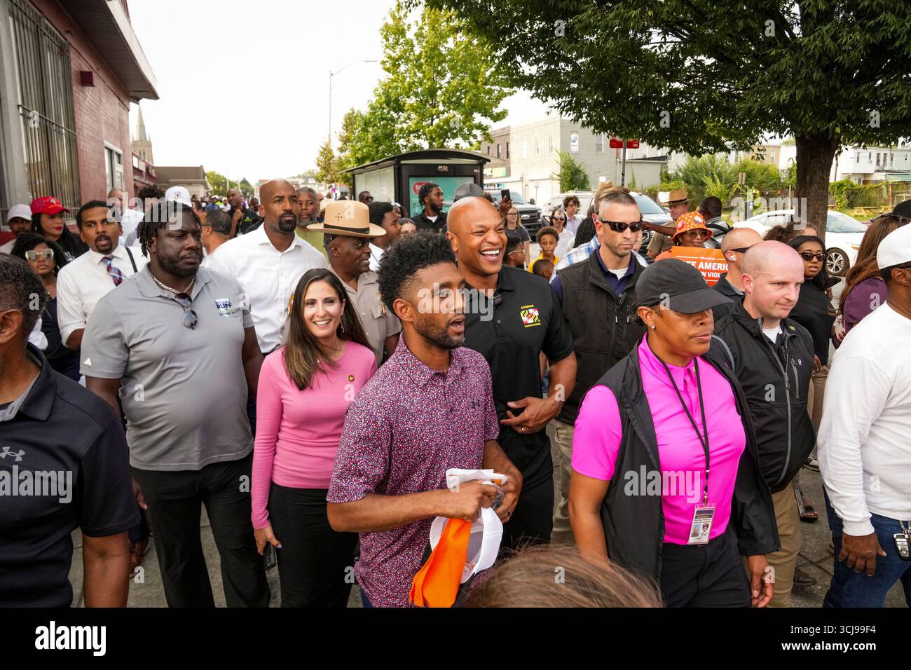 Maryland Gov. Wes Moore, center right, and Baltimore Mayor Brandon ...