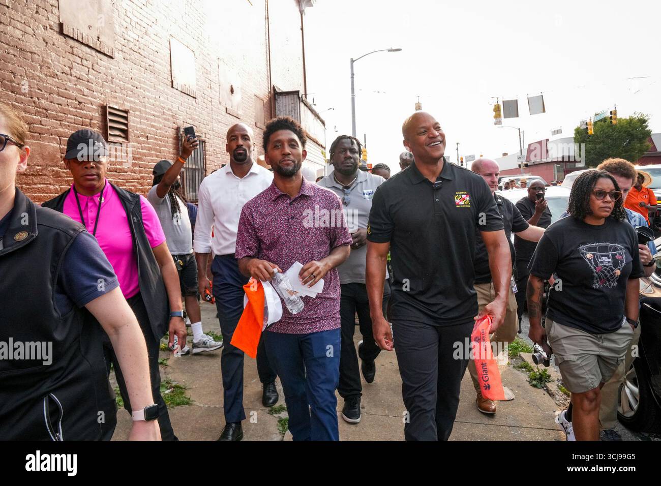 Maryland Gov. Wes Moore, center right, and Baltimore Mayor Brandon ...