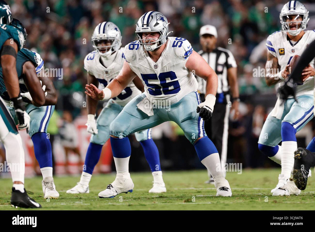 Dallas Cowboys center Cooper Beebe (56) in action during the first half ...