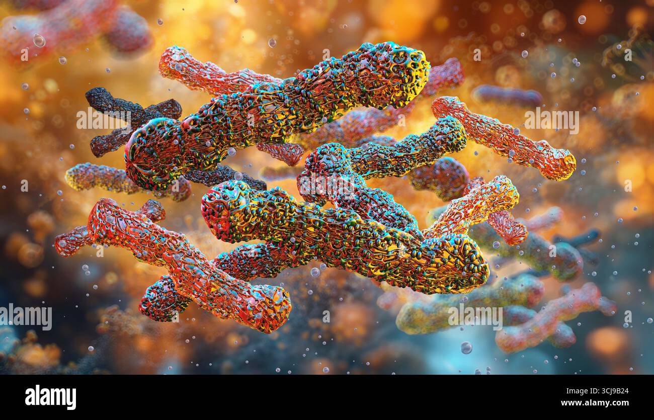 Illustration of Bacillus subtilis soil bacteria.These rod-shaped cells ...