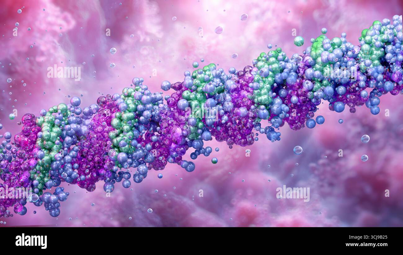 Collagen molecule. Illustration showing the triple-helical structure of ...