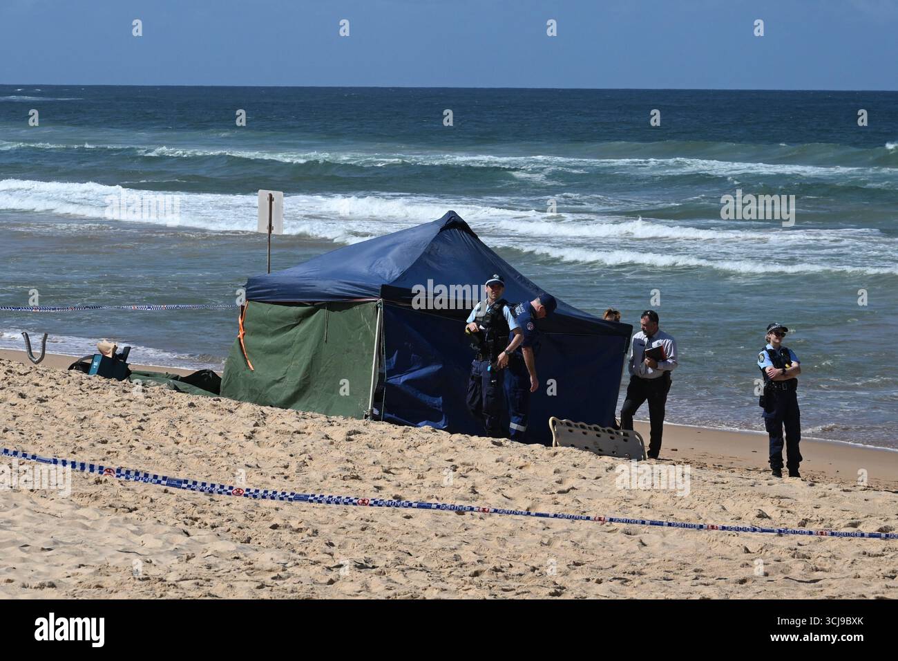Police at the scene of a fatal shark attack at Long Reef Beach, Dee Why ...