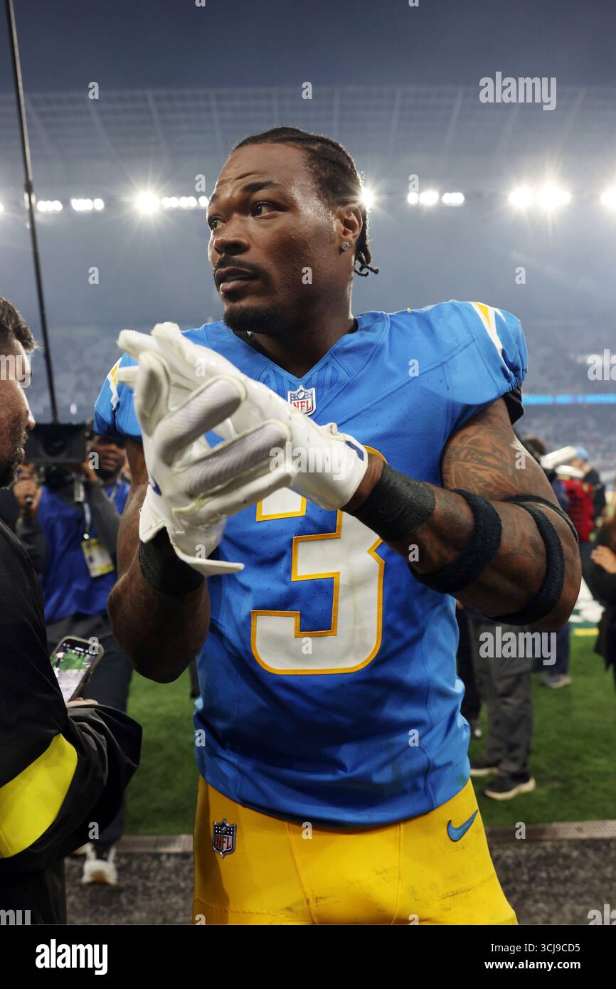 Los Angeles Chargers safety Derwin James Jr. (3) leaves the field after ...
