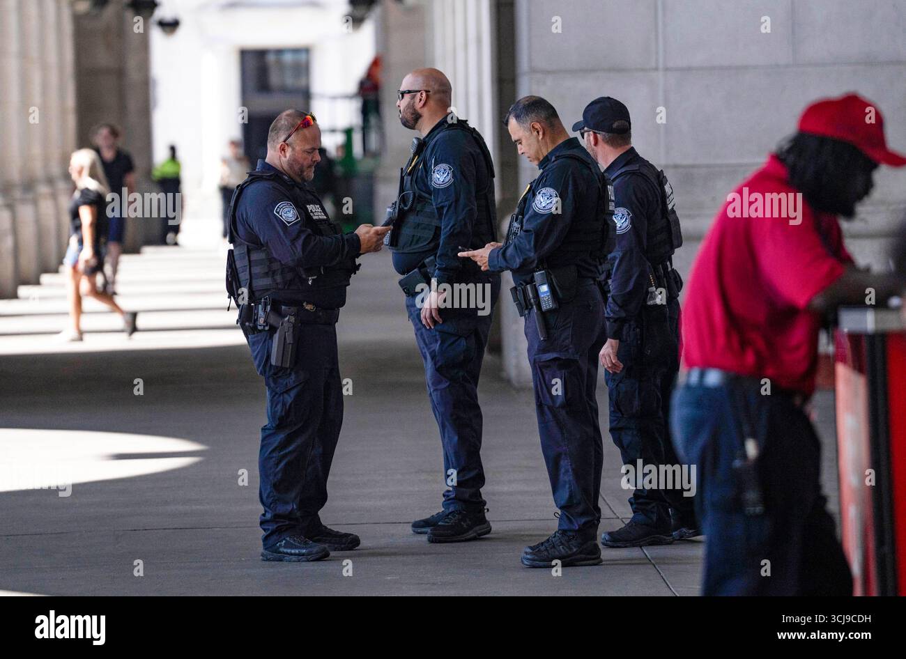 United States Customs and Border Protection officers patrol outside ...