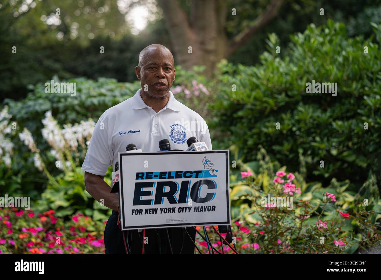 Mayor Eric Adams held a press conference at Gracie Mansion in New York ...