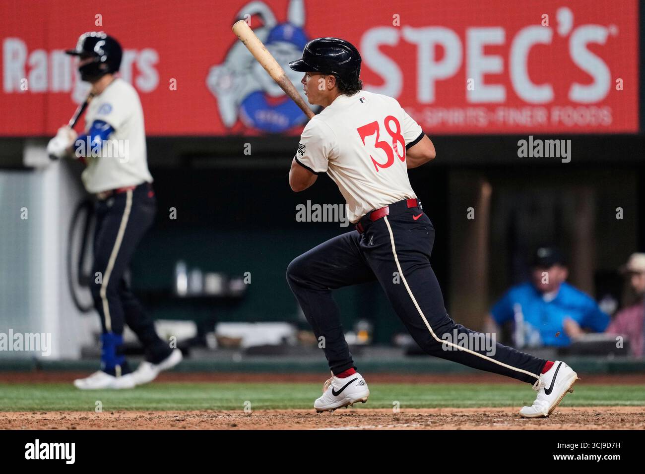 Texas Rangers' Dustin Harris follows through on a game-winning double ...