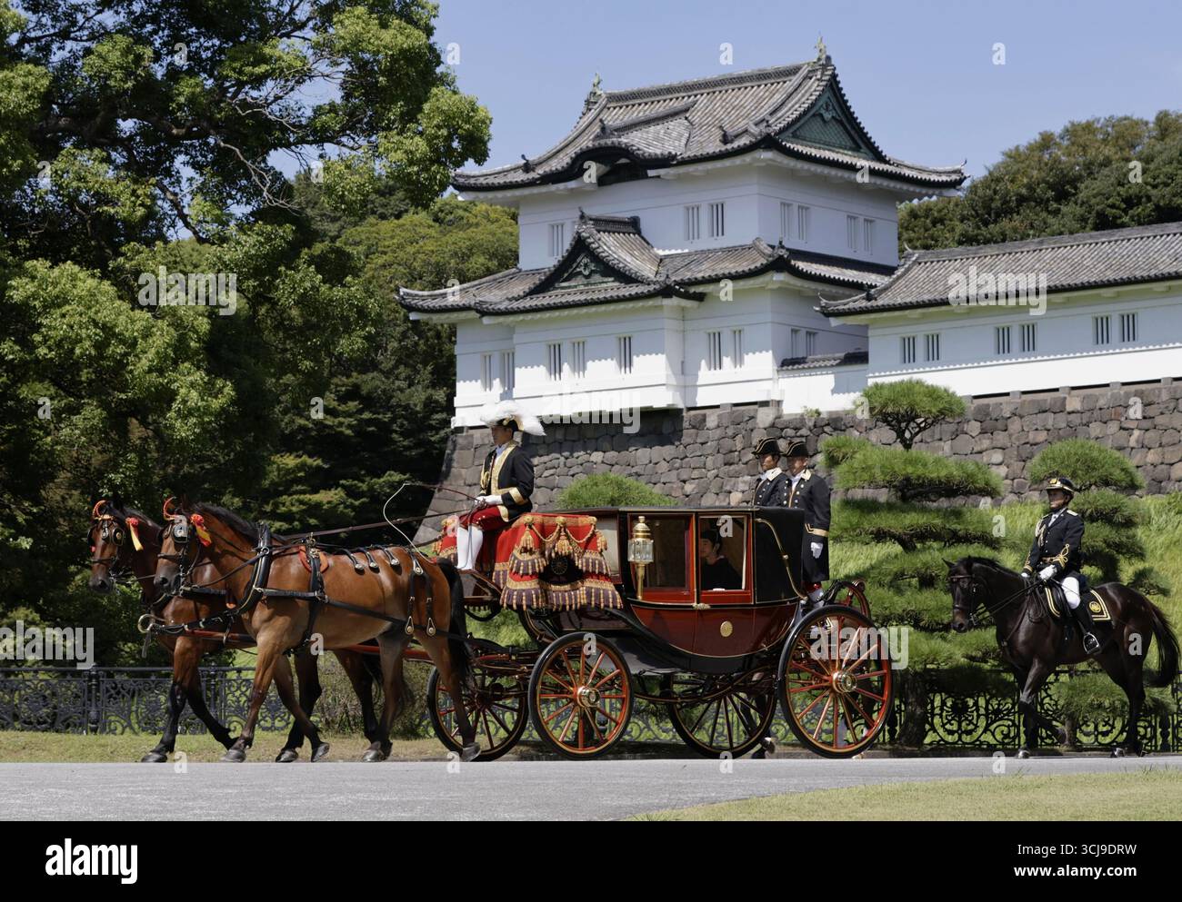 A state carriage carrying Japanese Prince Hisahito heads to the ...