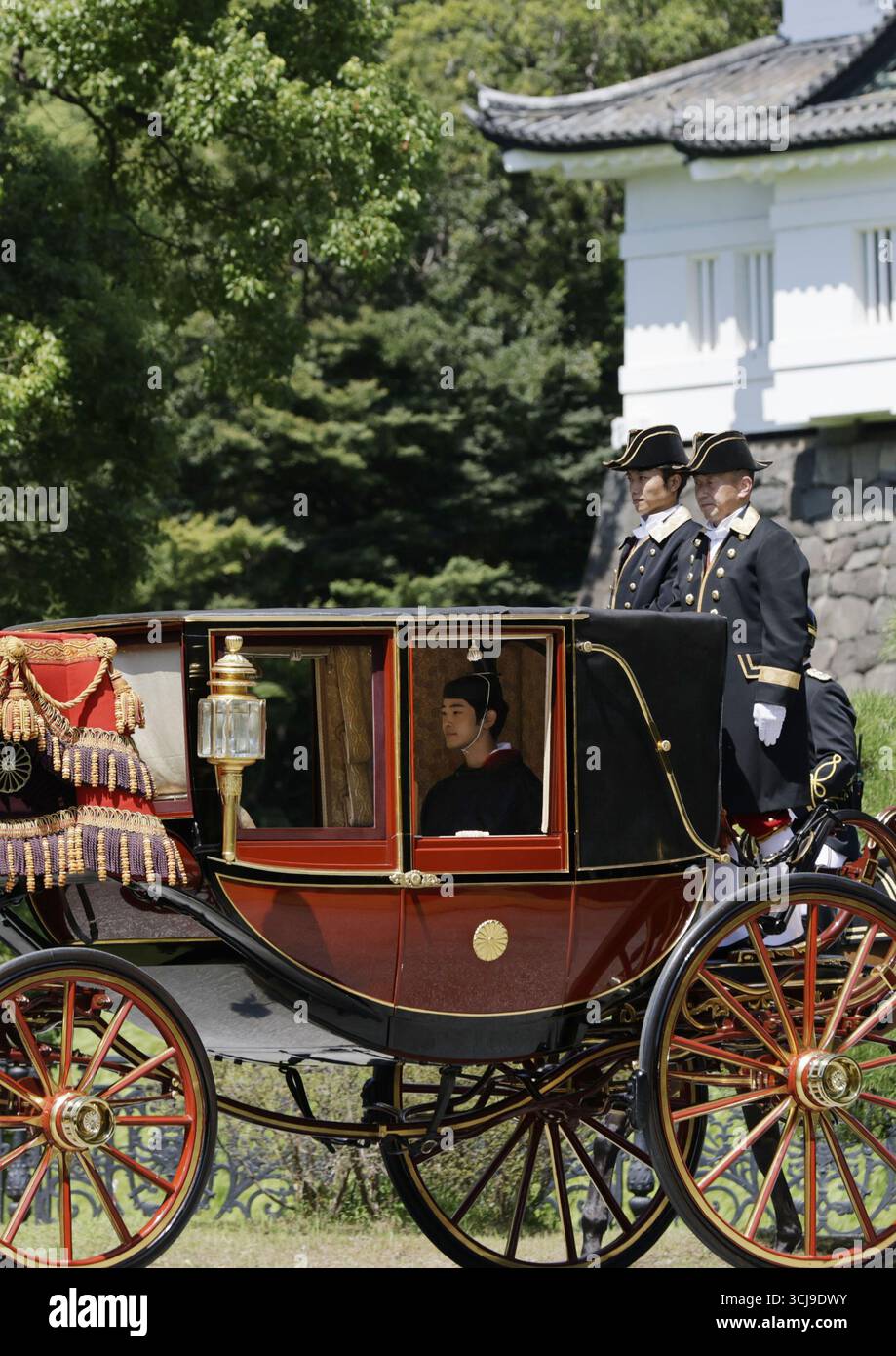 A state carriage carrying Japanese Prince Hisahito heads to the ...