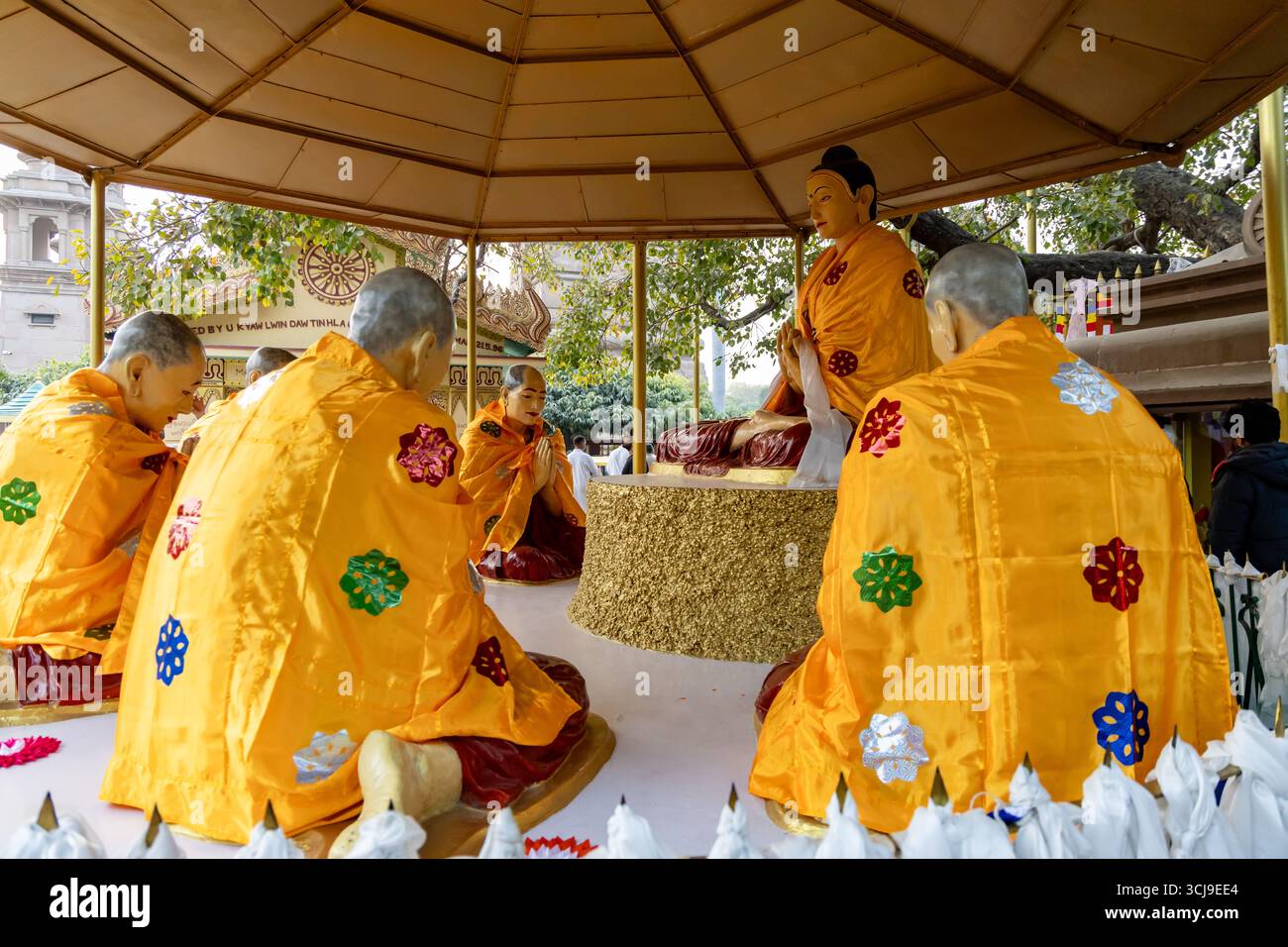buddha with five monks in first sermon scene outdoors from different ...