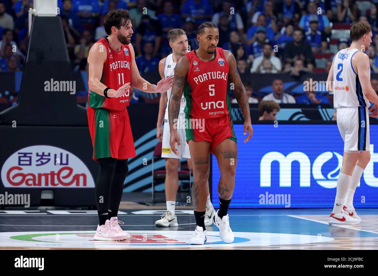 Portugal's Miguel Queiroz and Travante Williams during FIBA Eurobasket ...