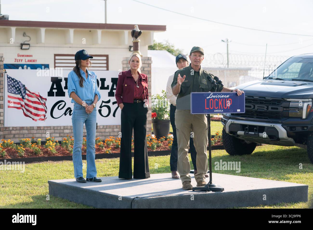 Louisiana Gov. Jeff Landry speaks during a press conference alongside ...