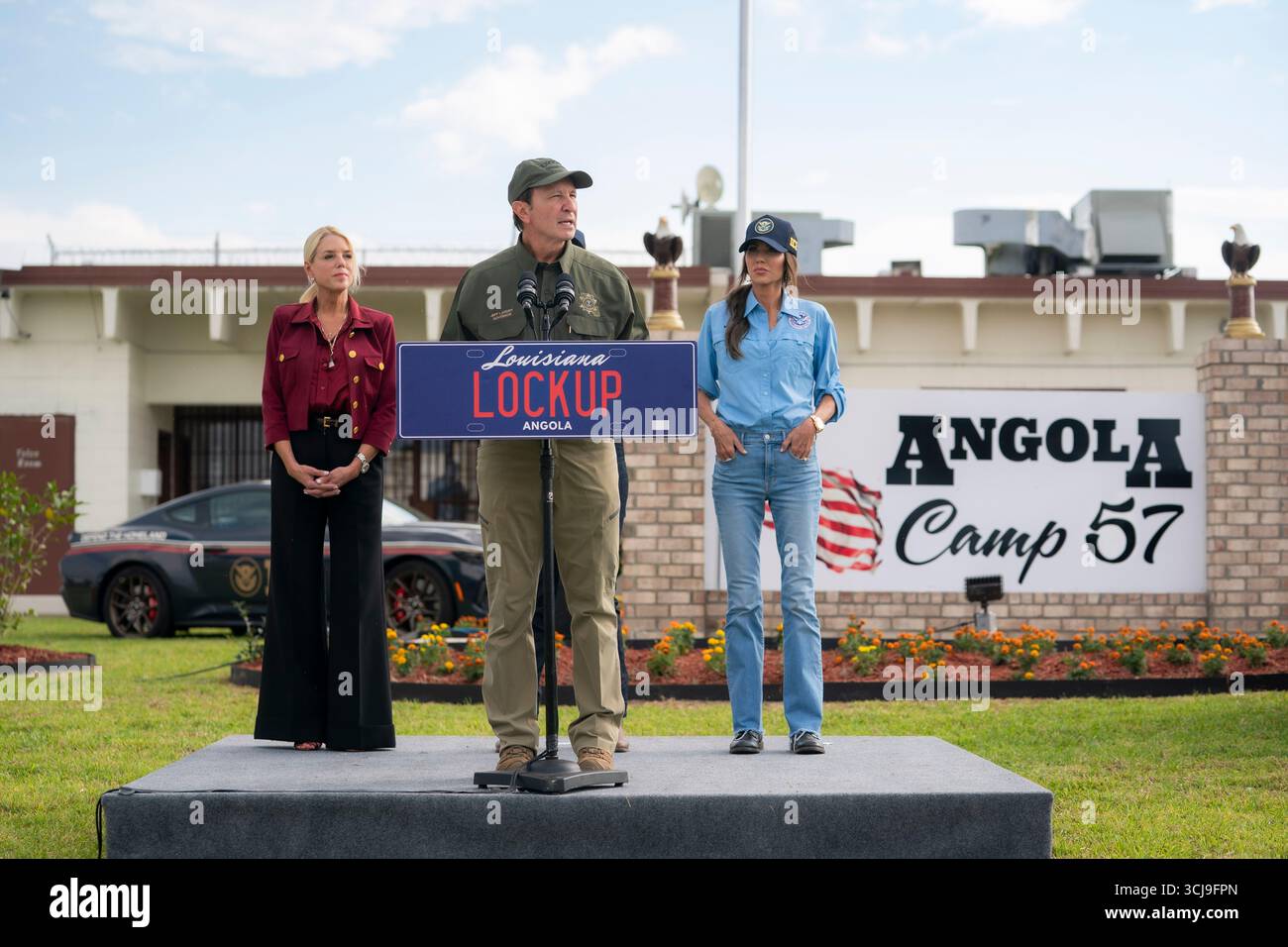 Louisiana Gov. Jeff Landry speaks during a press conference alongside ...