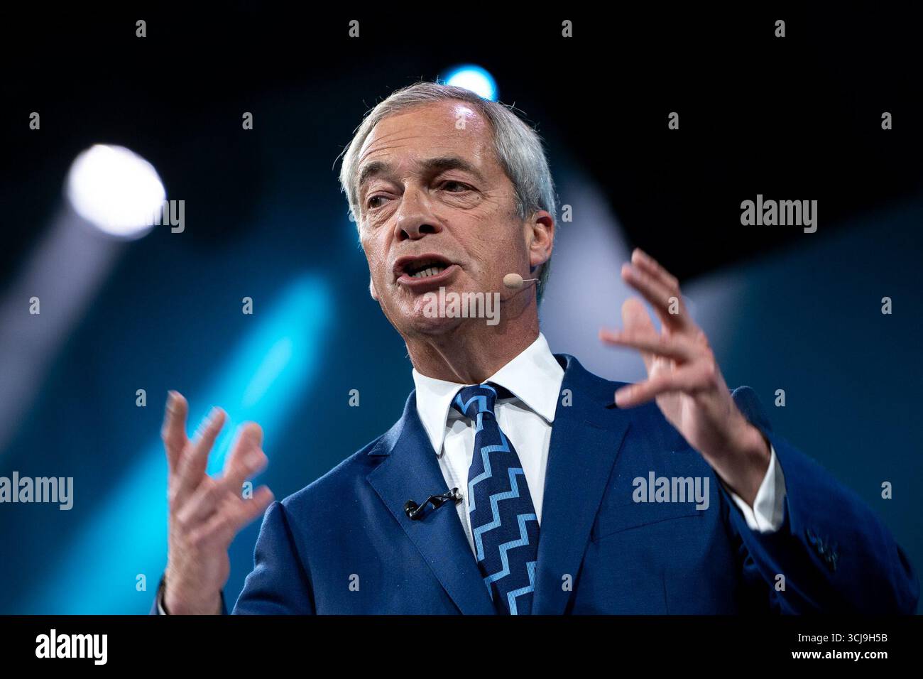 Nigel Farage, leader of Reform UK, speaks at the party's annual ...