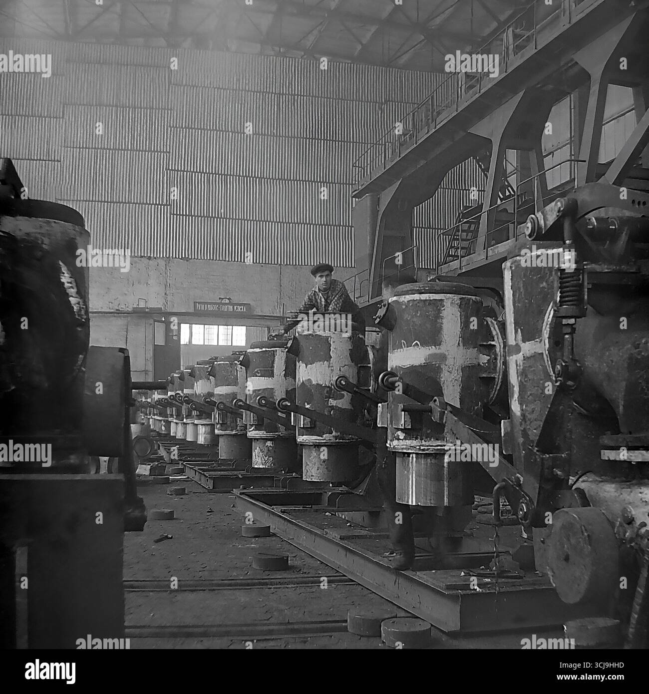 A worker in a huge workshop of a machine-building plant in Sloviansk ...