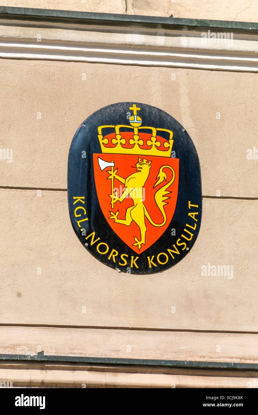 Wroclaw, Poland - April 5, 2025: Emblem of Norwegian Consulate Stock ...