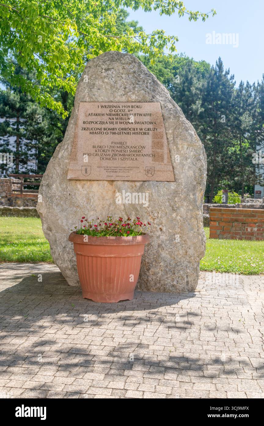 Wielun, Poland - June 14, 2025: Monument to the memory of the residents who died during the ...