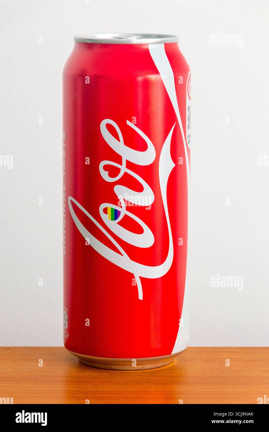 Pruszcz Gdanski, Poland - July 21, 2025: Can of Coca-Cola with Love ...