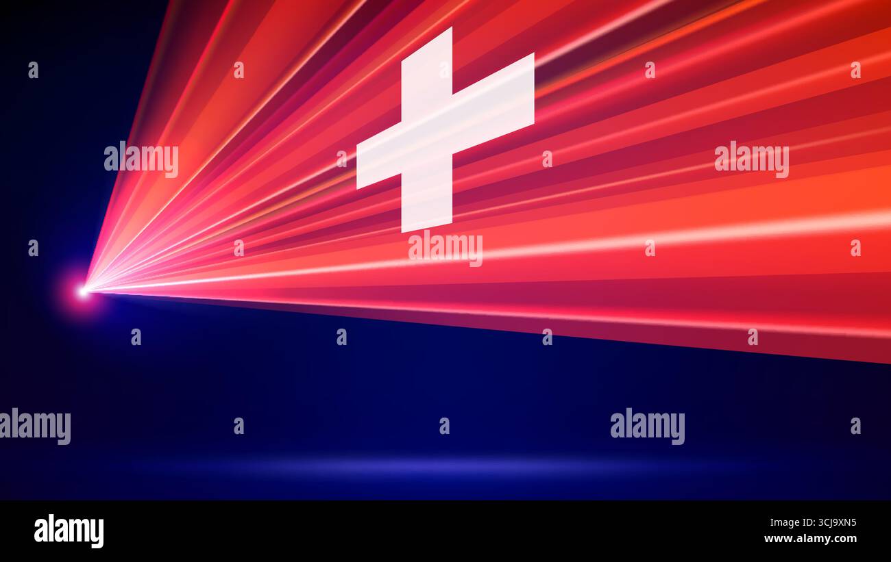 Laser flag of switzerland. Swiss abstract national flag. State ...
