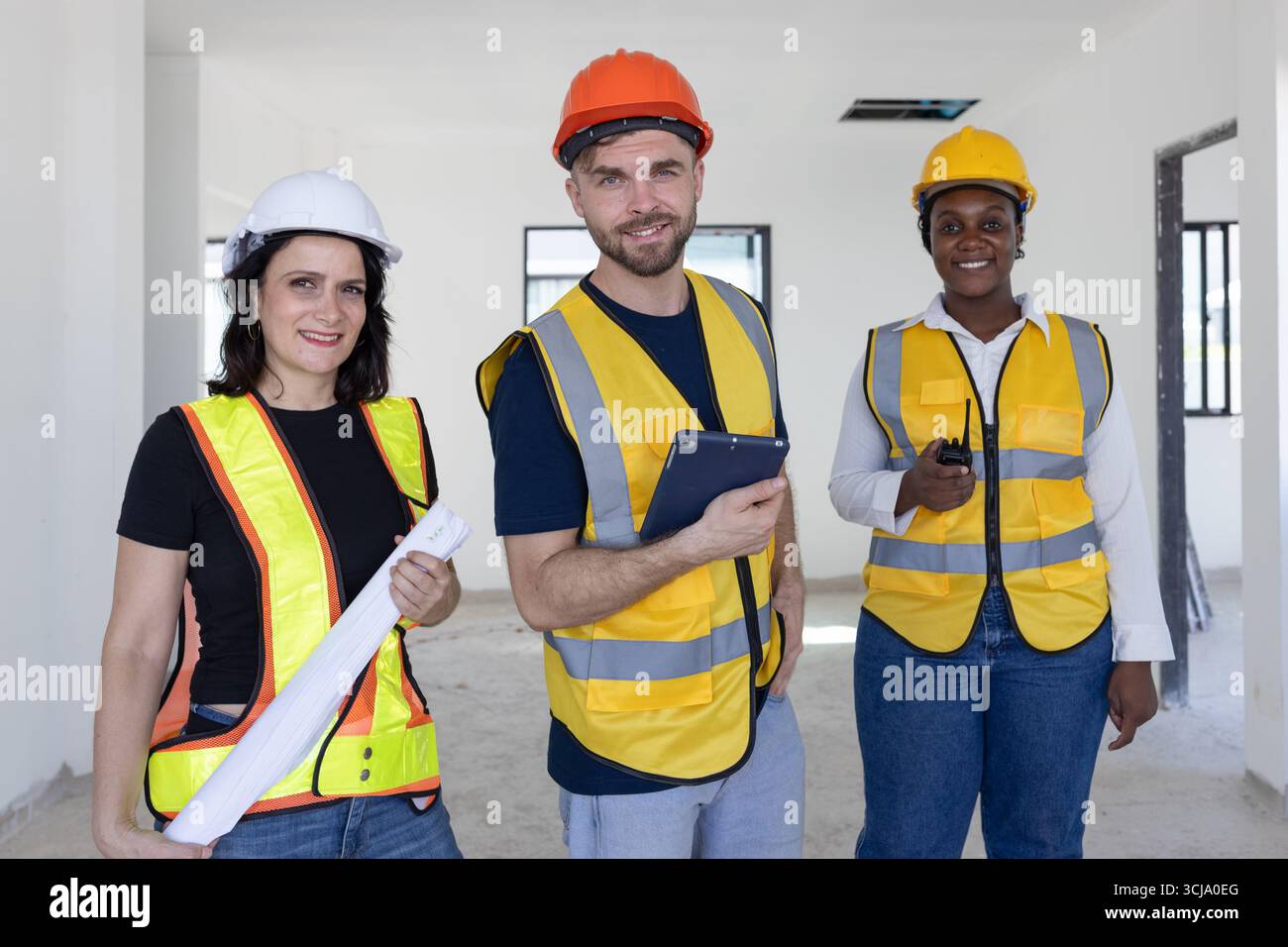 Group of Construction workers, Portrait Construction Engineer architect ...
