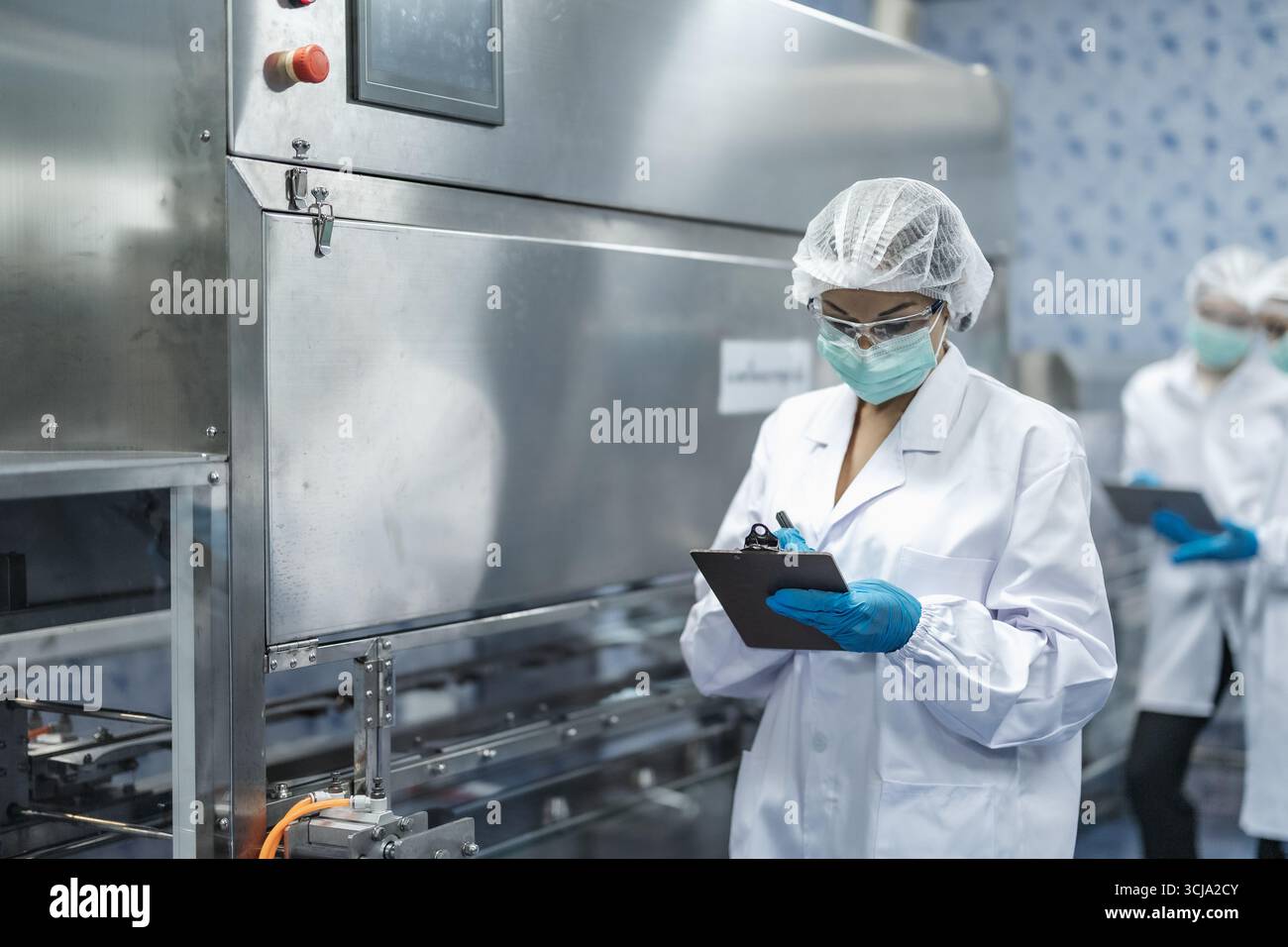 Industry inspector team working, QC staff work checking machine ...