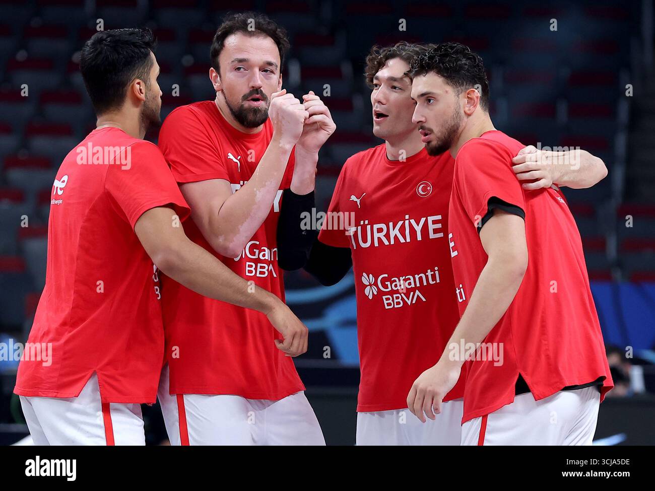 Turkey's players warm up prior to the FIBA Eurobasket 2025 round of 16 ...