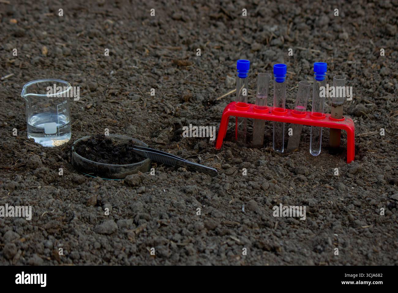 Soil Analysis with Laboratory Equipment Outdoors Stock Photo - Alamy