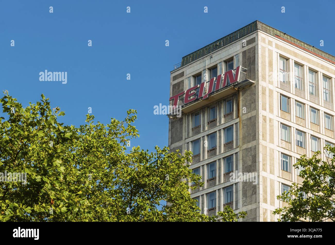 Logo of the Japanese chemical and pharmaceutical company Teijin on a ...
