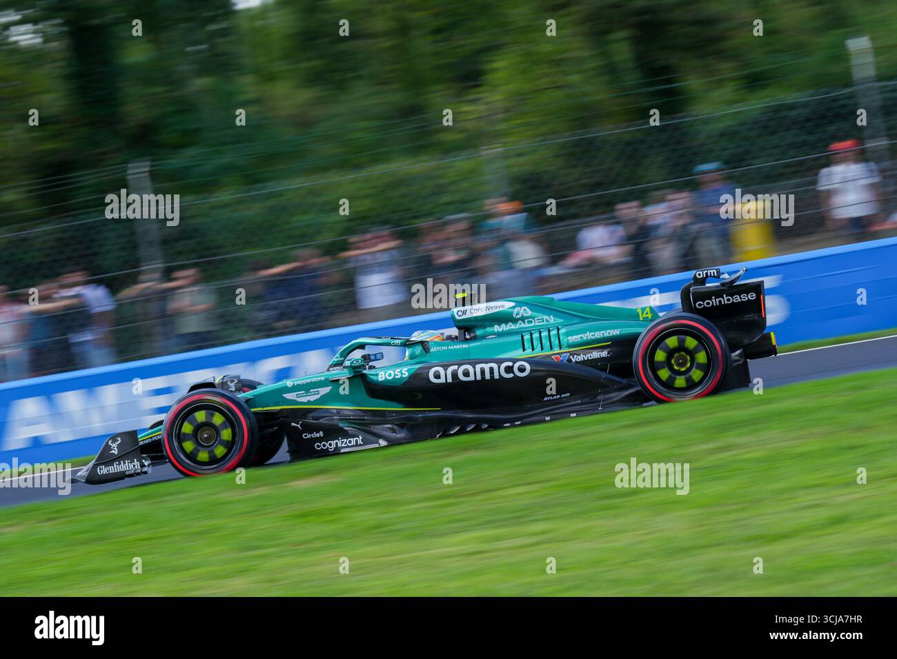 Fernando Alonso of Spain driving the (14) Aston Martin Aramco F1 Team ...