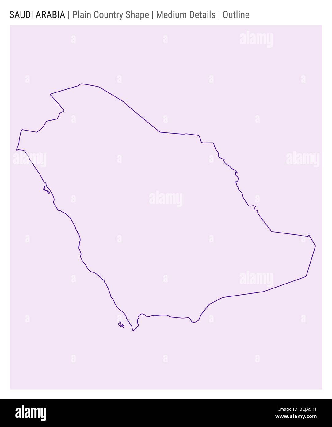 Saudi Arabia plain country map. Medium details. Outline style. Shape of ...