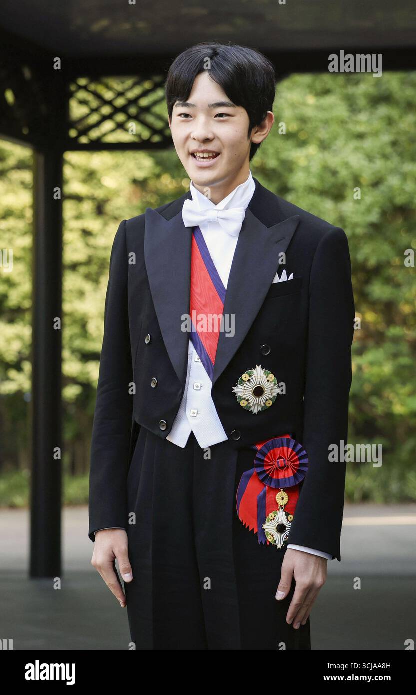 Japanese Prince Hisahito speaks to journalists after returning to his ...