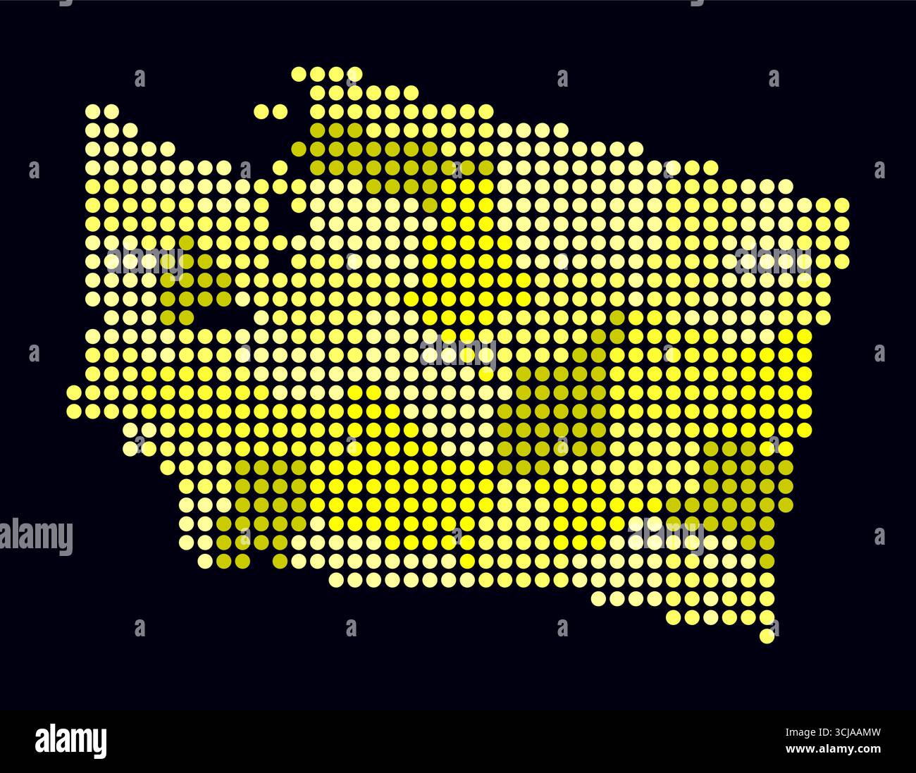 Washington dotted map. Digital style map of the state on a dark ...