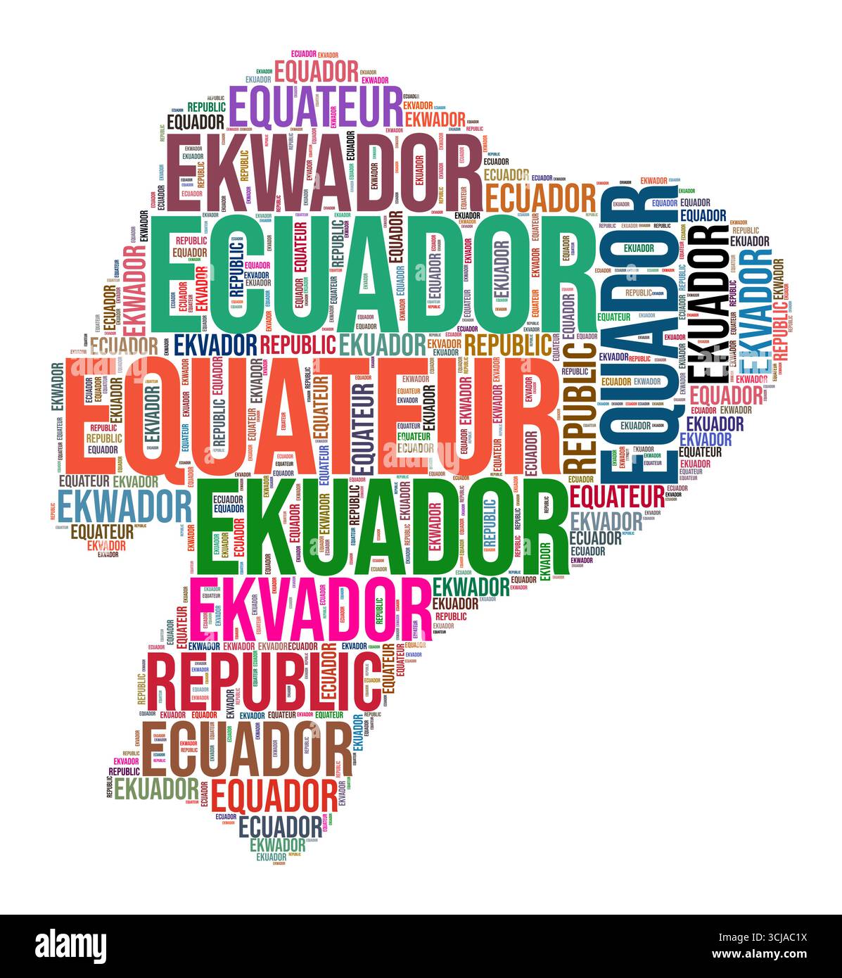Ecuador country shape word cloud. Typography style country illustration ...