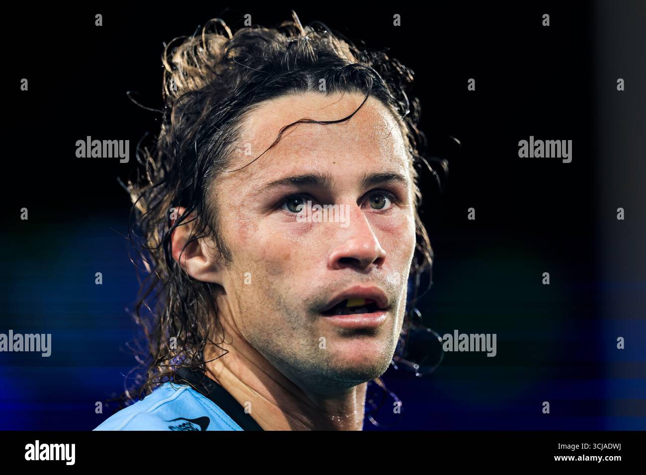 Nicholas Hynes of the Sharks looks on during the NRL Round 27 match ...