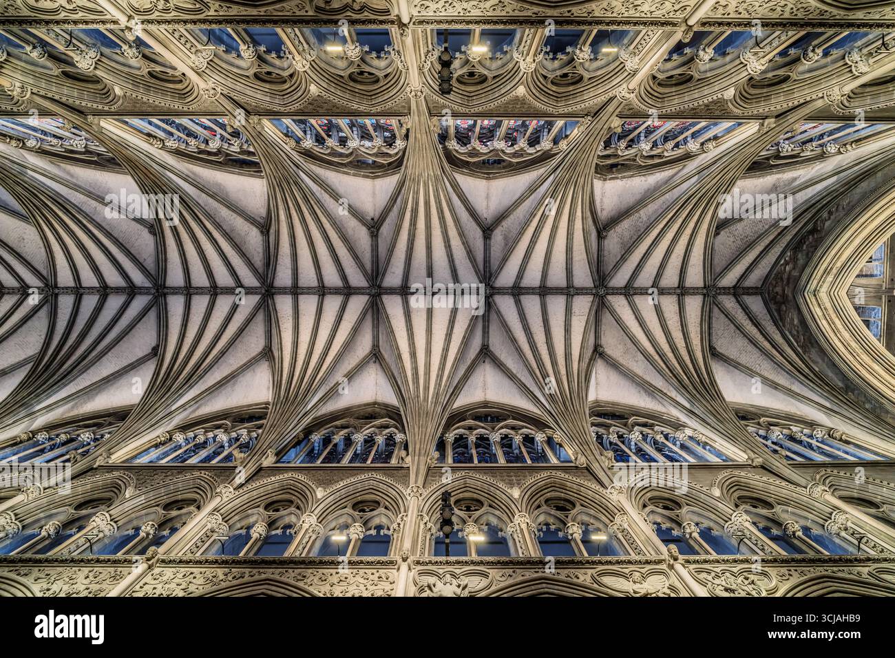 A magnificent European cathedral features intricate vaulted ceilings ...