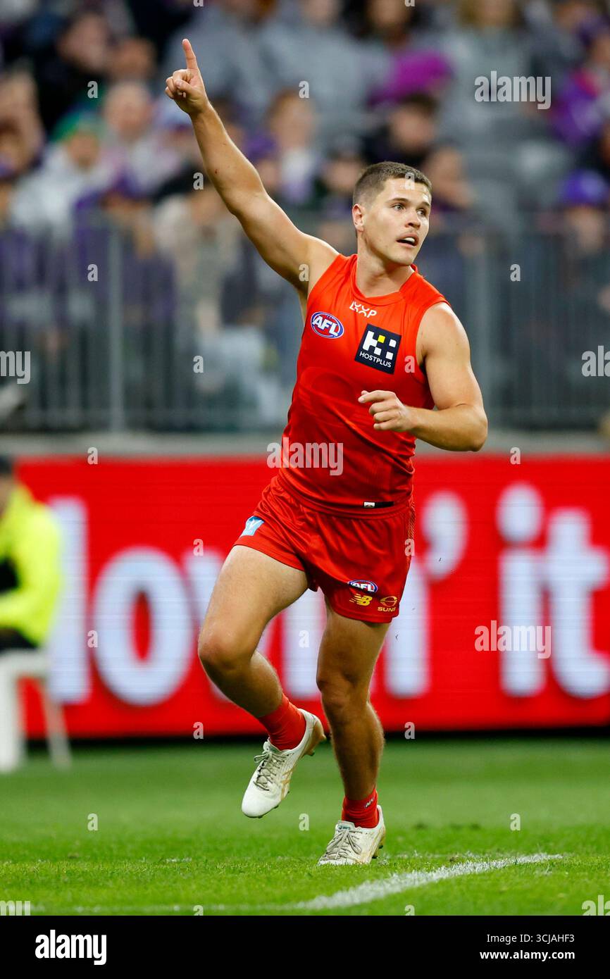Connor Budarick of the Suns celebrates his goal during the AFL ...