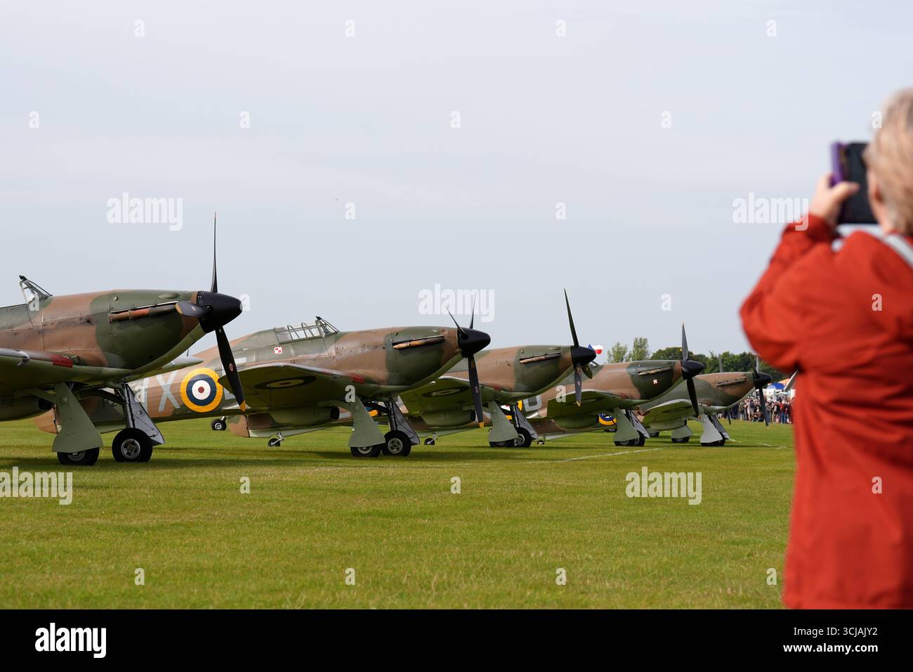 Hawker Hurricanes on the flightline during the Duxford Battle of ...