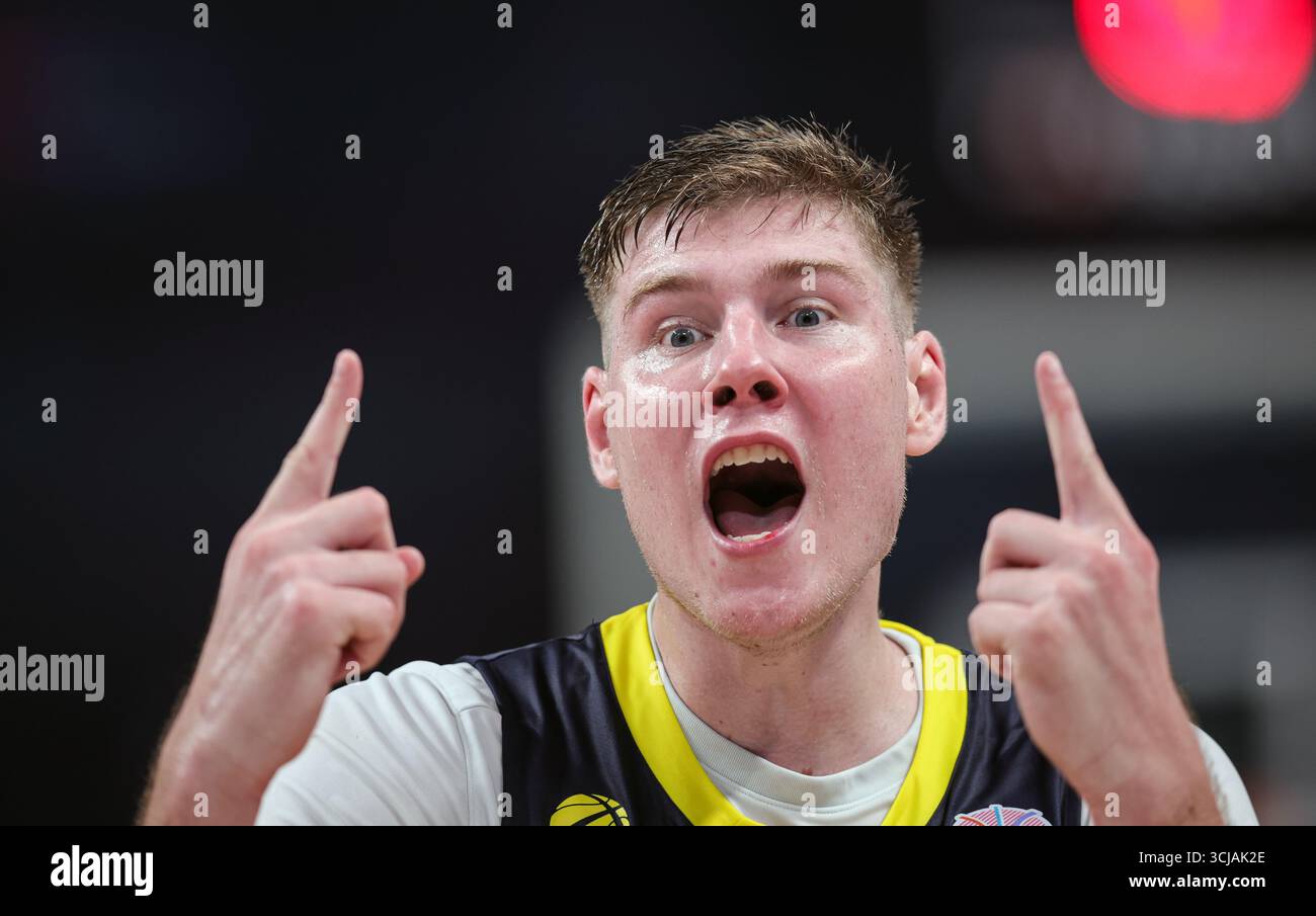 RIGA, LATVIA - SEPTEMBER 06: Simon Birgander of Sweden reac during the ...