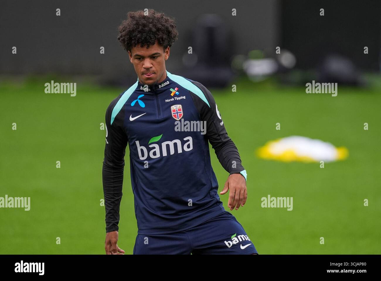 Oslo 20250906. Oscar Bobb during training at Åråsen Stadium before the ...