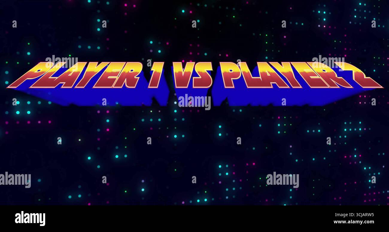 Displaying bold gradient PLAYER 1 VS PLAYER 2 text banner on arcade ...