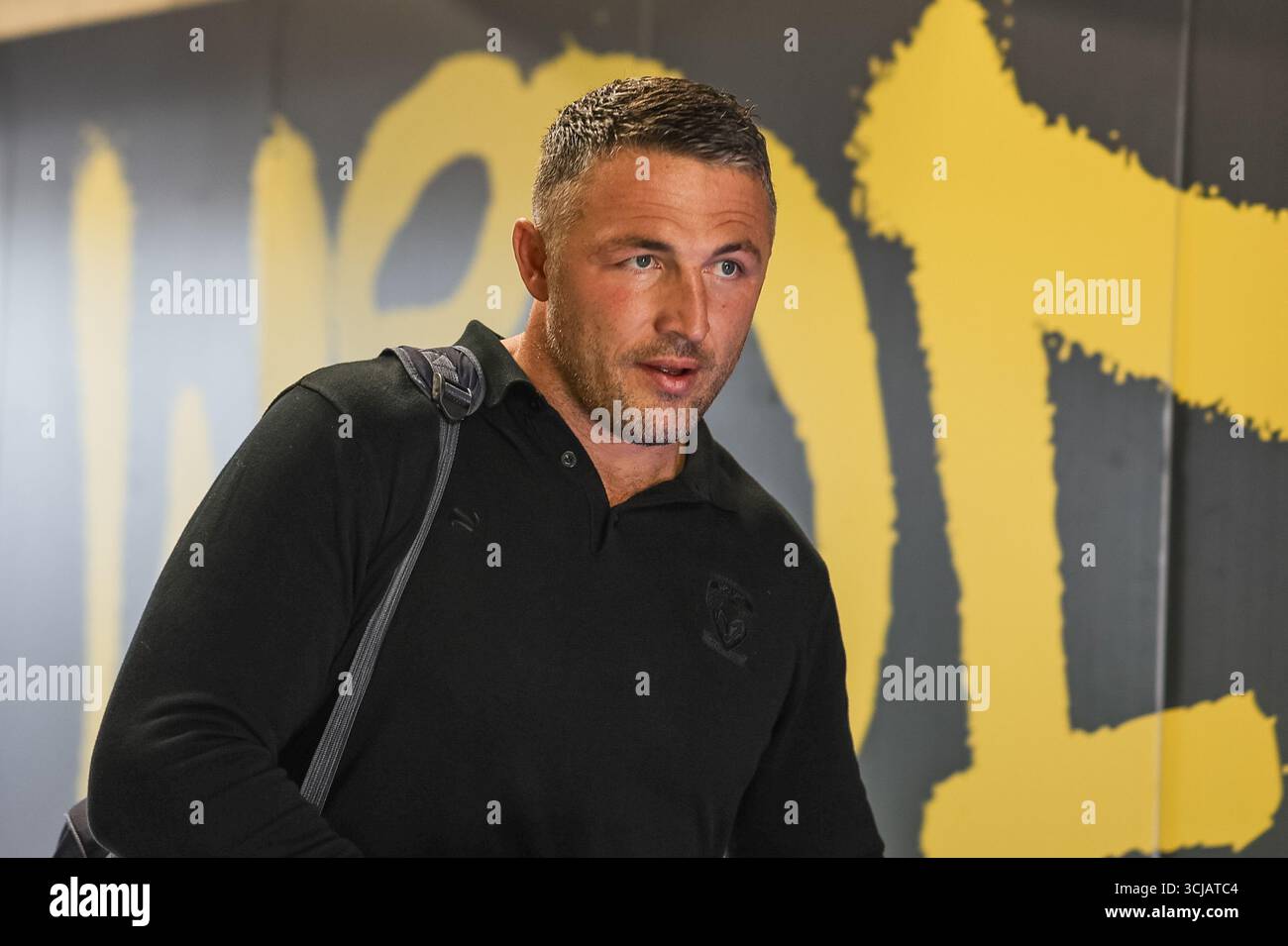 Sam Burgess Head Coach of Warrington Wolves arrives during the Betfred Super League Round 25 ...