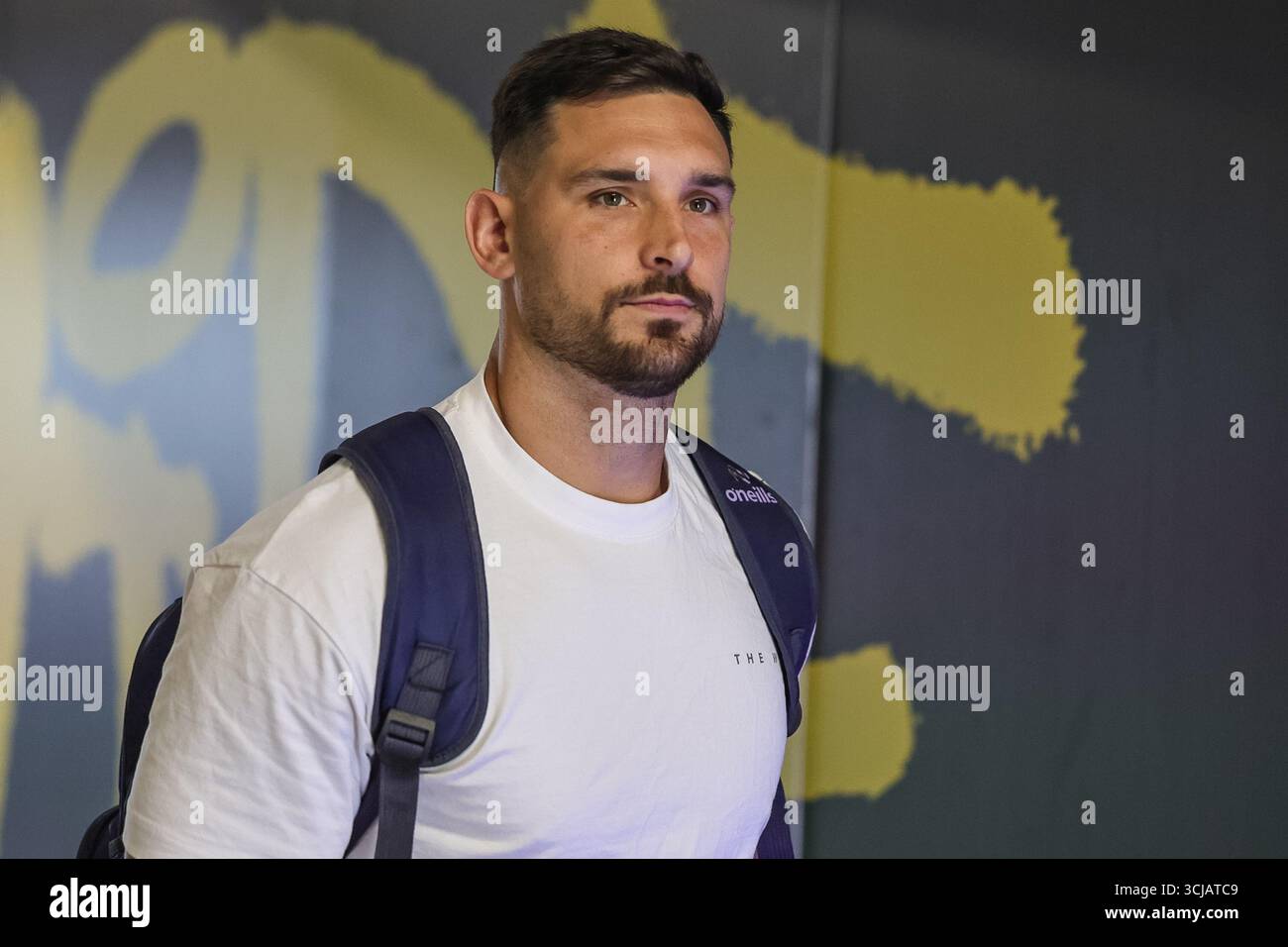 Ryan Matterson of Warrington Wolves arrives during the Betfred Super ...