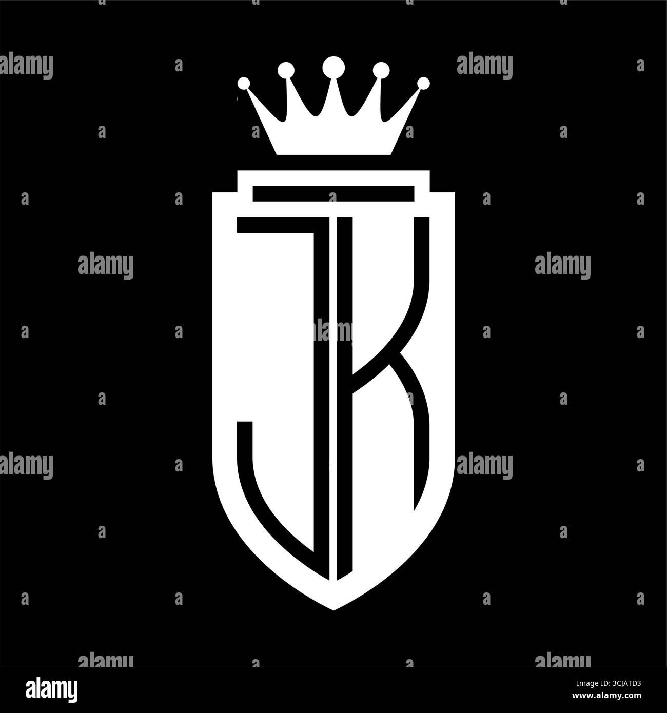 JK Vector logo initials shield with royal crown minimalist, elegant ...